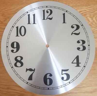 NEW - 12 Inch Clock Dial Face - Brushed Silver Finish 305mm - Arabic ...