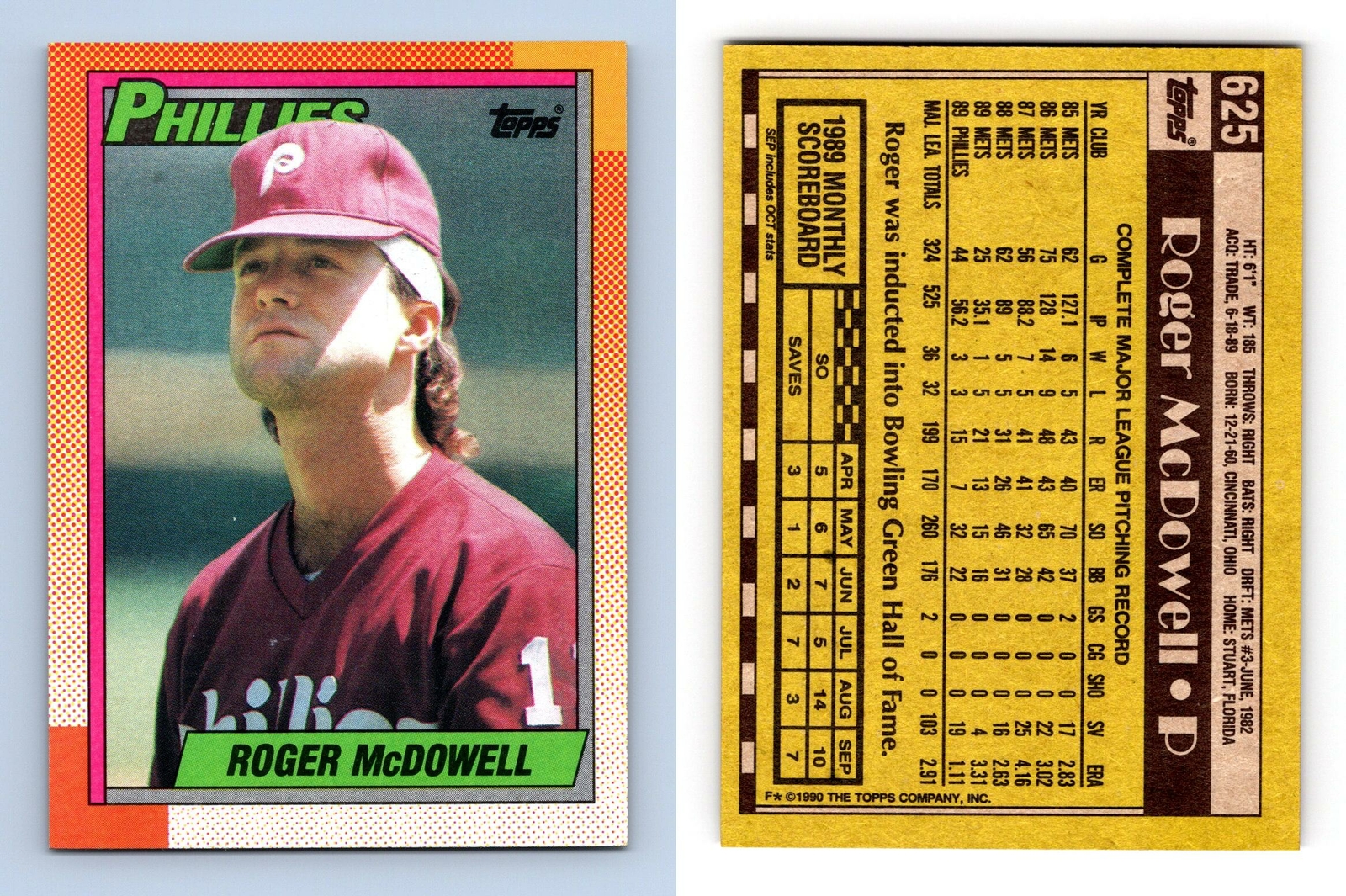 Roger McDowell - Phillies #625 Topps 1990 Baseball Trading Card | eBay