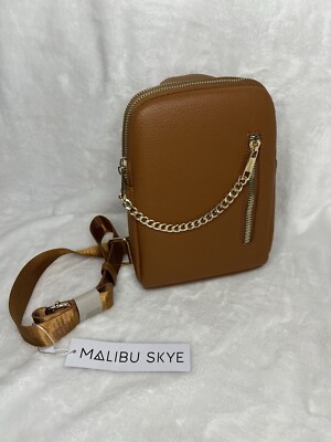 Malibu Skye Purse Crossbody Vegan Leather Tan NWT | eBay