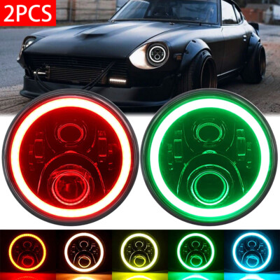 2PCS 7Inch RGB LED Projector Headlights For Datsun 240Z 260Z 280Z 280ZX ...