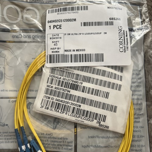 Corning Fiber Optic Cable Assembly 2F SM Ultra Zip R LCUDUP/LUCDUP 2M | eBay