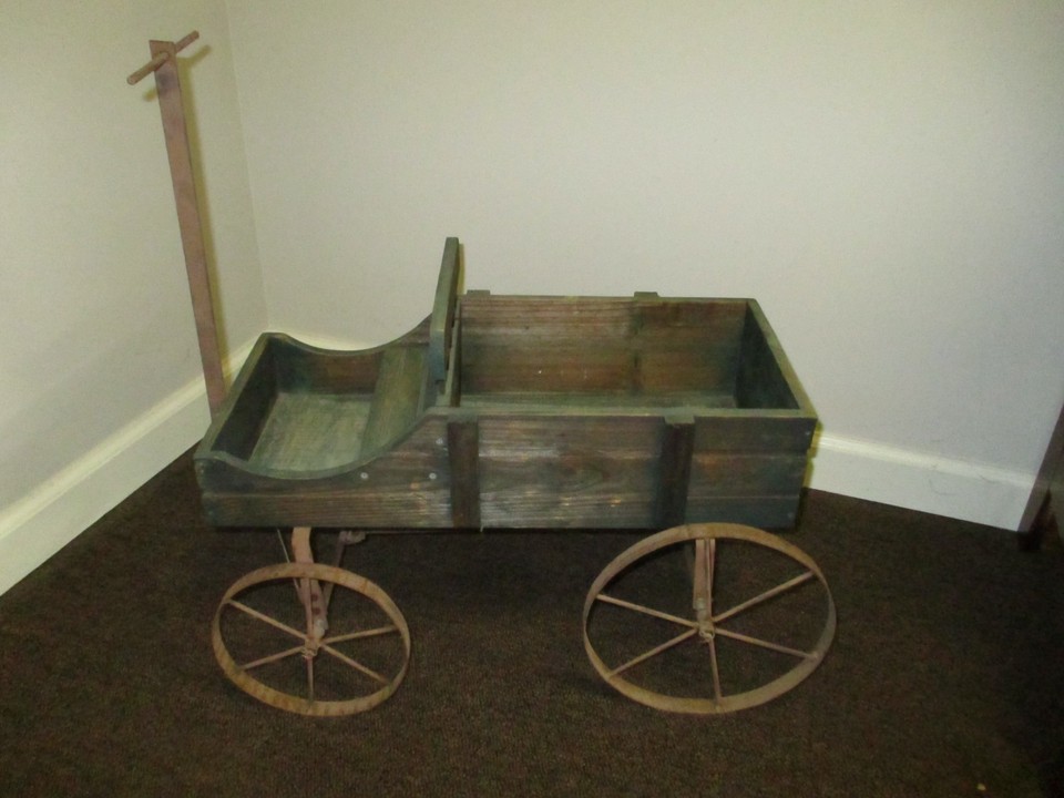 Vintage Child's Folk Art Wooden Wagon Primitive Toy 22"x 16"x 14 ...