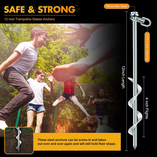 8 Pcs Ground Anchors Screw In, 12 Inch Heavy Duty Tent Stakes with T ...