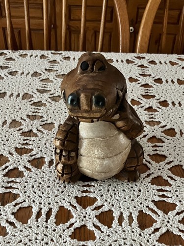Vintage Hand Carved Solid Wood Alligator Figurine | eBay