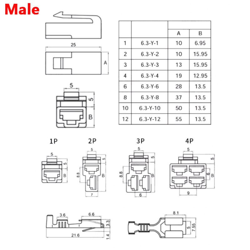 6.3mm Pin Way Electrical Multi Connector Plug Motorcycle Scooter Car ...