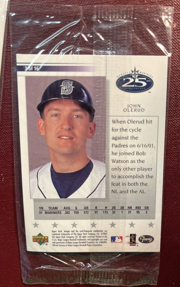 John Olerud 2002 Upper Deck FRANZ Card #3 Mariners 25th Year In ...