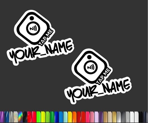 Reactive TAP ME NFC insta tag x2 Instagram stickers for Car Window ...
