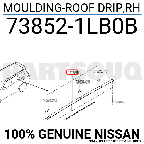 738521LB0B Genuine Nissan MOULDING-ROOF DRIP,RH 73852-1LB0B | eBay