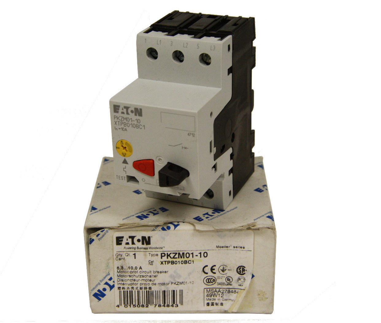 Eaton XTPB010BC1 Motor Protector Circuit Breaker PKZM01-10 6.3-10.0A ...