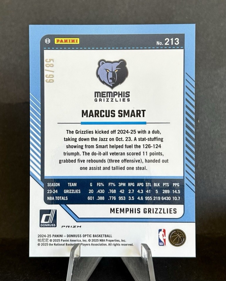 Marcus Smart 2024-25 Panini Donruss Optic Grizzlies RED Prizm Holo /99 ...