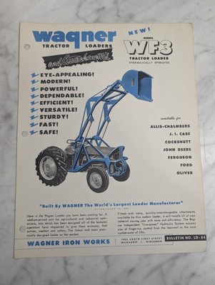 WAGNER TRACTOR LOADERS SALES BROCHURE LITERATURE MODEL WF3 LD-54 ...