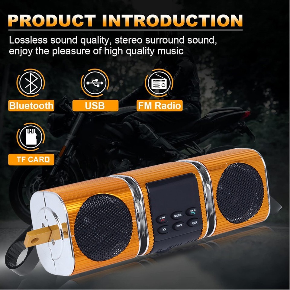 USB Motorcycle Stereo Speaker Audio System Bluetooth Amplifier Radio ...