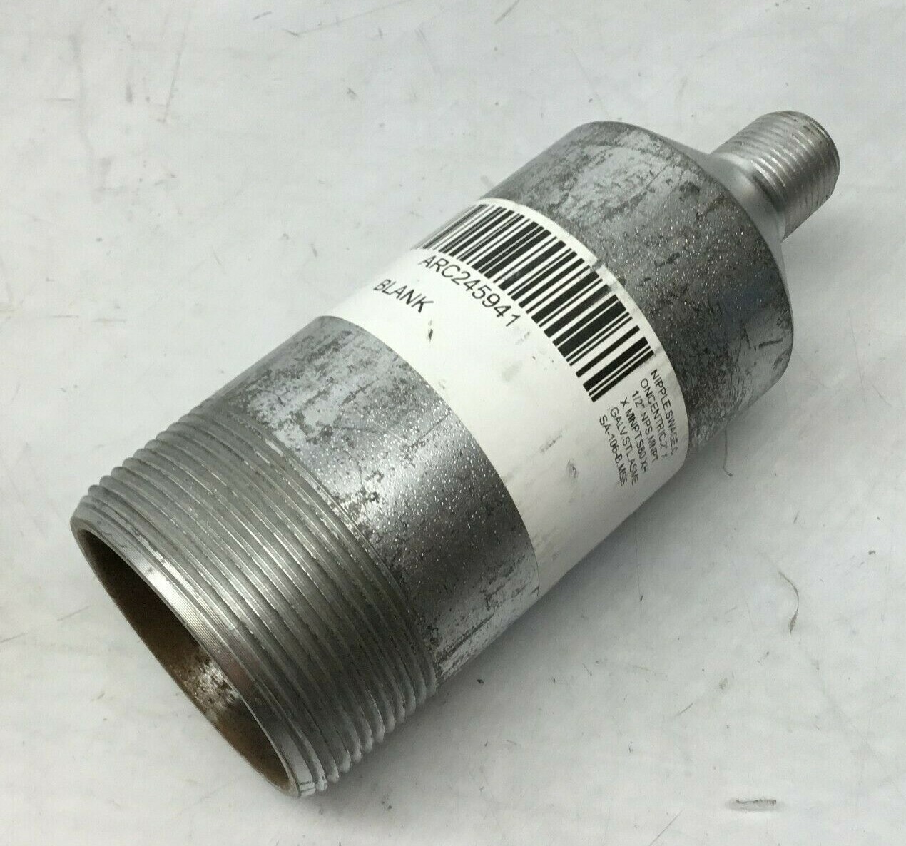 CONCENTRATE SWAGE NIPPLE REDUCER 2" x 1/2" Galvanized Steel ASME SA-106 ...