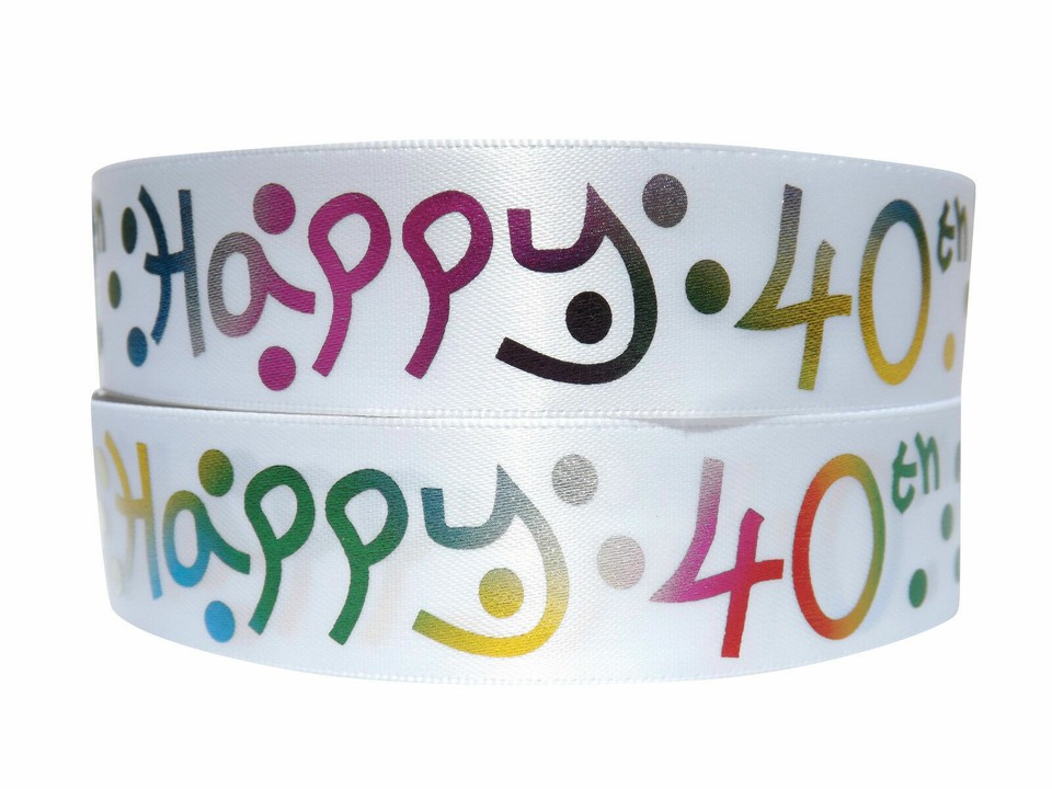 Happy Birthday Cake Ribbon for 16th 18th 21st 40th 50th 60th 70th 80th ...