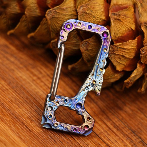 1PC EDC Titanium Alloy Key Chain Carabiner Outdoor Multi Tool Bottle ...