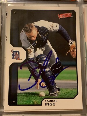 BRANDON INGE AUTOGRAPHED SIGNED 2002 UPPER DECK VICTORY CARD TIGERS COA ...
