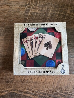 New Coasters Set of 4 Cards Vegas Casino Absorbastone Cork bottom ...
