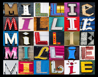 MILLIE Name Poster featuring photos of actual sign letters | eBay