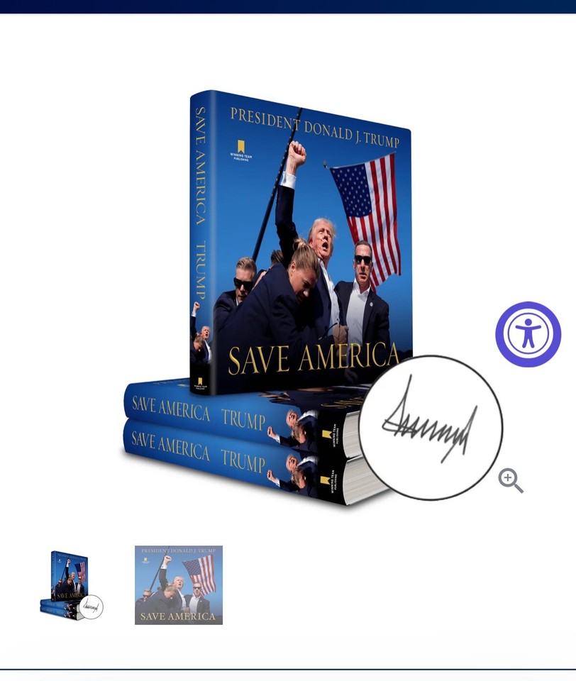 Donald Trump Autograph Signed Hard Cover Book Save America IN HAND ...