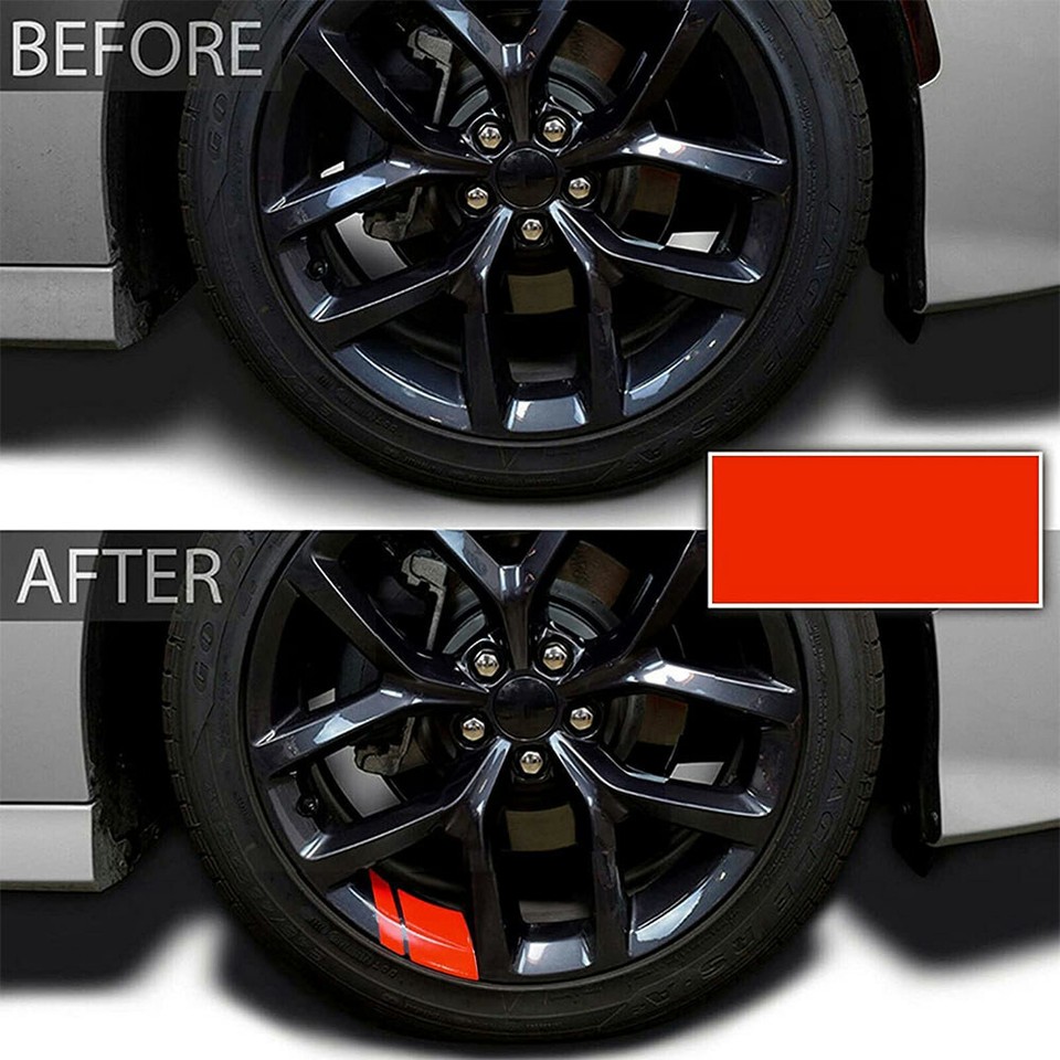 6 PCS Reflective Car Wheel Sticker Accessories Red Car Body Moldings ...