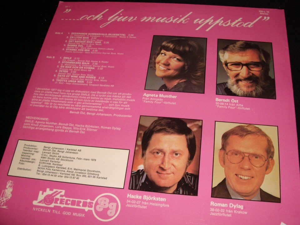 AGNETA MUNTHER SMILE RARE Lp VINYL~ SWEDEN Pressing~BG OR-L 10 | eBay