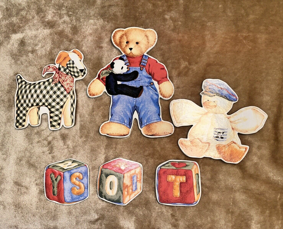 Daisy Kingdom Blue Jean Teddy Bear Room Decor Decorations Wall Art 6 ...