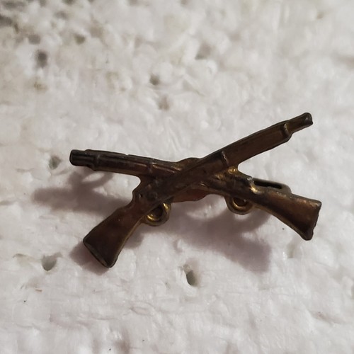 VTG Crossed Rifles Pin Military Logo Gun Gold Tone Lapel Hat Pin Brooch ...