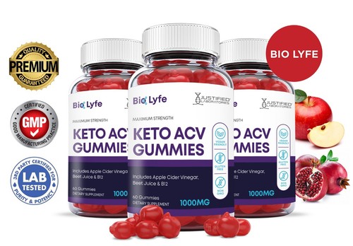 Bio Lyfe Biolyfe Biolife Keto ACV Gummies 1000MG Apple Cider Vinegar 3 ...