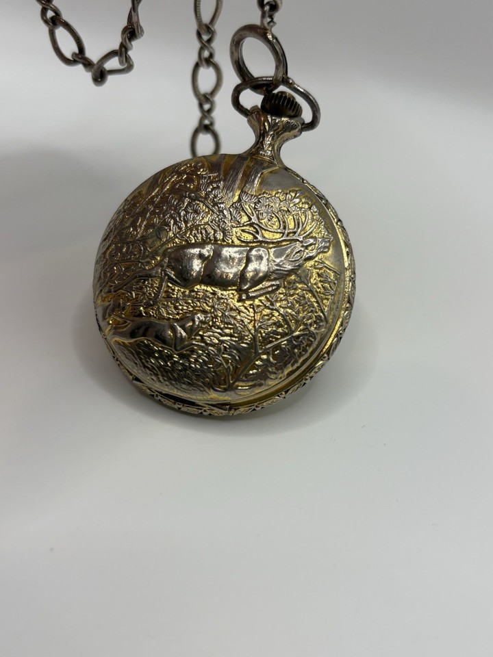 Vintage 1950's Chantel 17 Jewel Incabloc Swiss Pocket Watch~Deer W/Dog ...