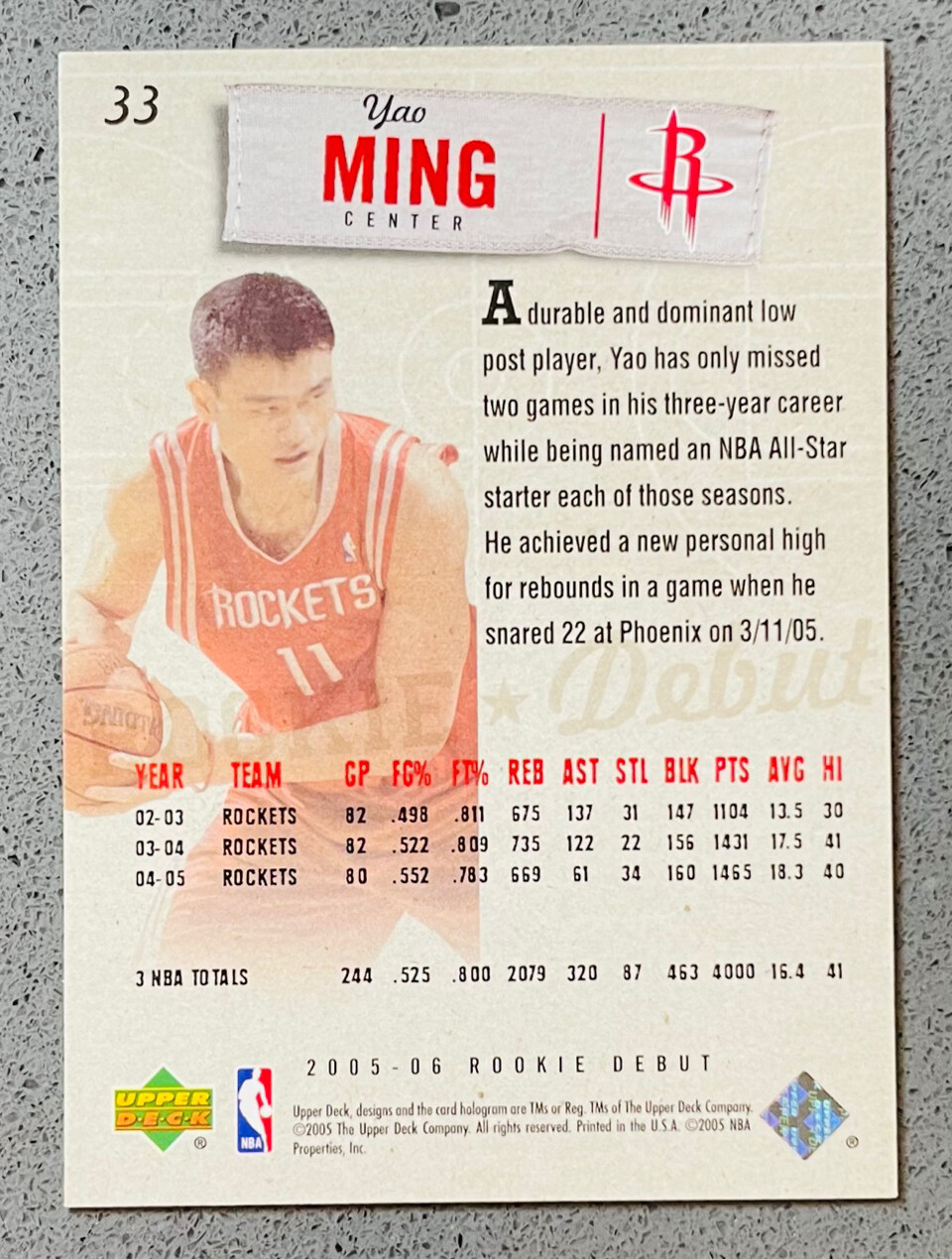 2005-06 Upper Deck Rookie Debut - #33 Yao Ming for sale online | eBay