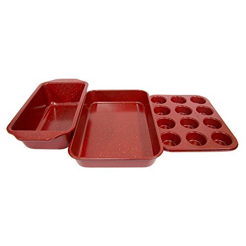 Toaster Oven 3pc Set (Baking, Loaf and Mini Muffin Pan 12 Cup) () Red ...
