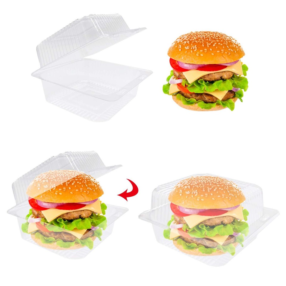 Clear Plastic Take Out Container Square Hinged Food Disposable ...