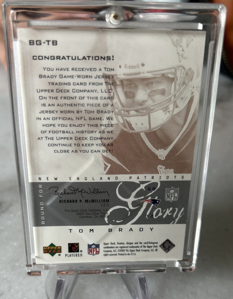 2002 Upper Deck Ovation Bound For Glory Jersey #BG-TB Tom Brady | eBay