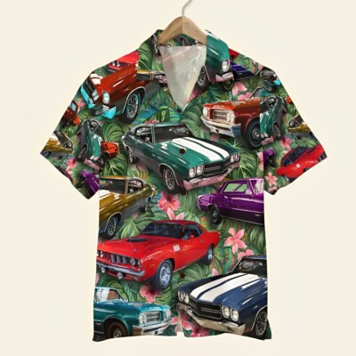 Muscle Car Hawaiian Shirt - Custom Car Photo Button Down Mens Hawaiian Shirts | eBay