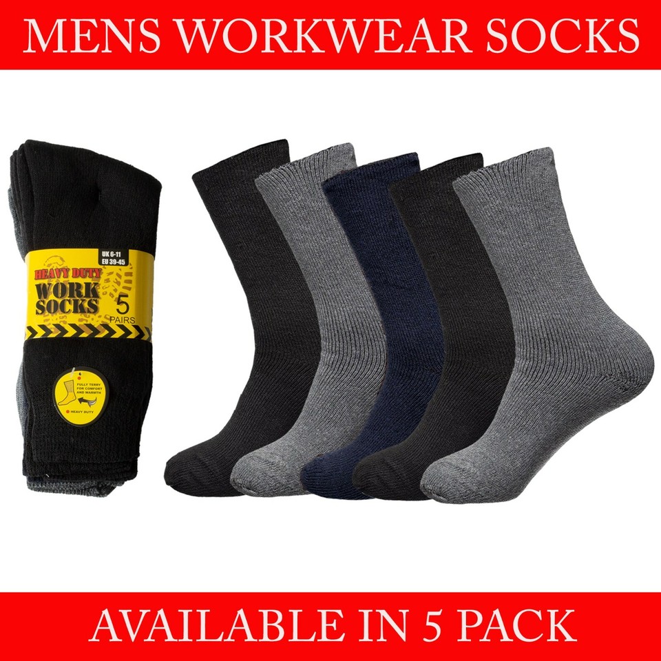 Mens Thick Work Socks Cushion Sole Hard Wearing Workwear Sock Sizes 6 ...