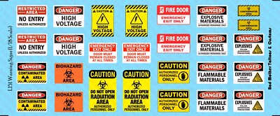 Warning Signs Waterslide Decals for 1/18 scale (3.75 in) action figure ...