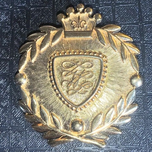 Vtg Shield Brooch, Heraldic Coat of Arms Pin, Antique Gold Classic ...
