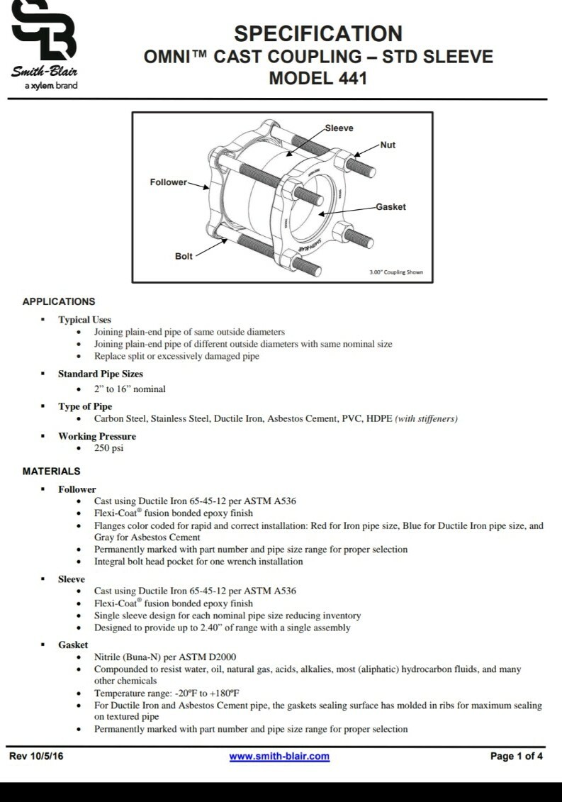 Smith-Blair 2.5x10.5" Coupling 44100000313200 Type 441 2.85 - 3.13 ...