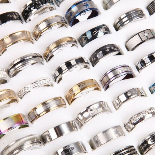 NEW 30pcs MIX LOT Stainless Steel rings Wholesale Men Women Fashion ...