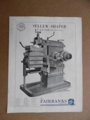 c.1930 Sellew Shaper Machine Tool Catalog Brochure Fairbanks Co Vintage ...