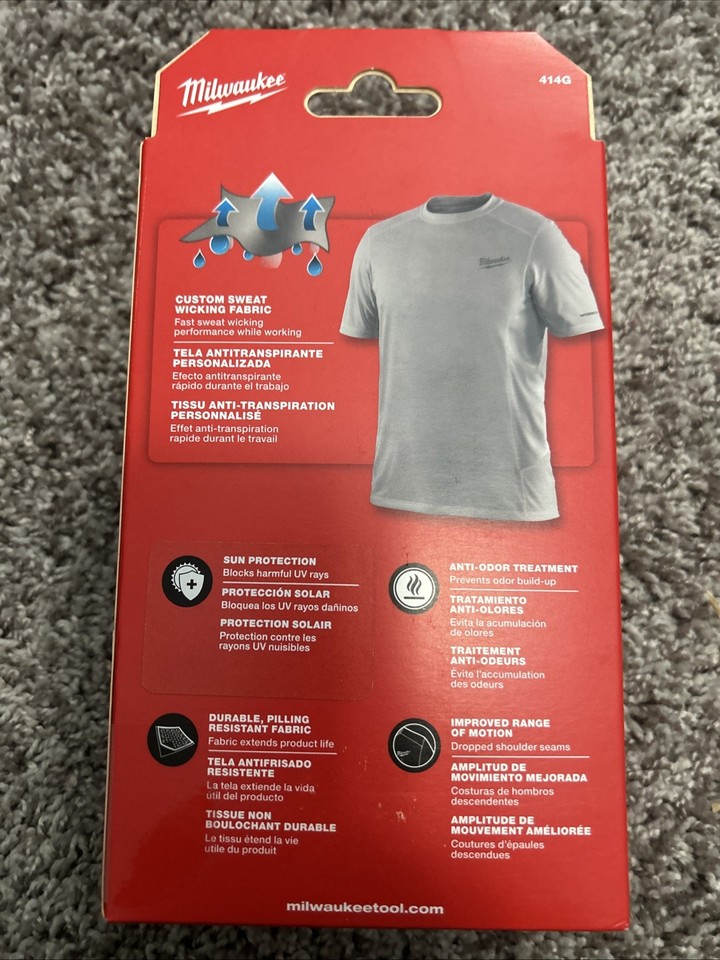 Milwaukee Work skin Lightweight Performance Large Gray Tee Shirt SS | eBay