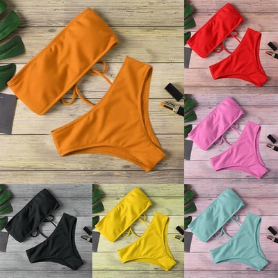 Creative Womens Bikini Set High Waist Tube Top Swimsuit for Summer ...