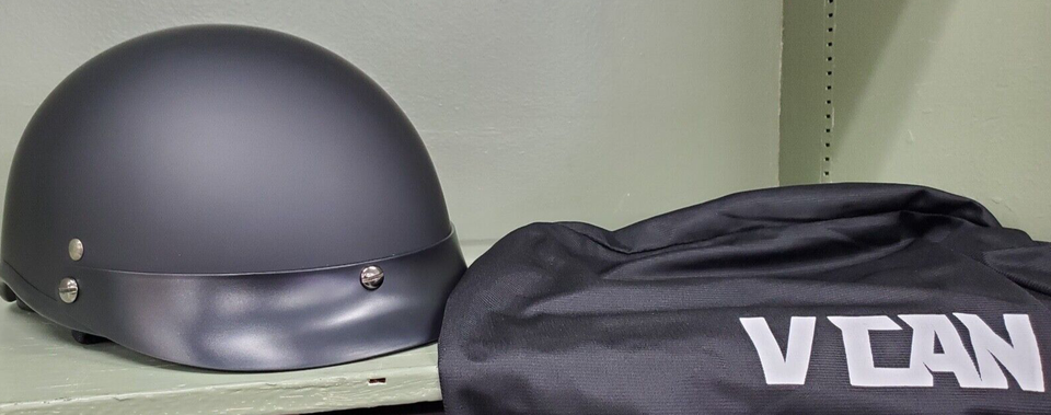 VCAN Cruiser Solid Flat Black Half Face Motorcycle Helmet Small Flat ...