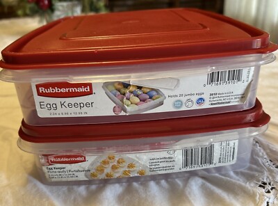Rubbermaid Egg Keeper Food Storage Container, Clear/Red, Set Of 2 | eBay