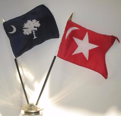 South Carolina Blue w/ SC Secession Flag 4"x6" Desk Set Table Stick ...