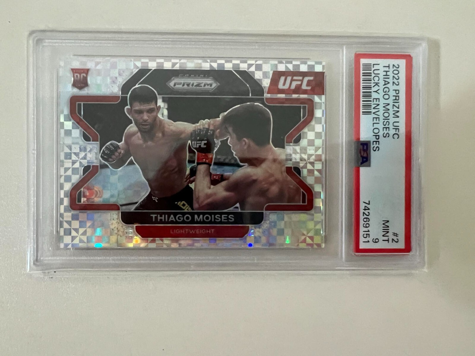 2022 THIAGO MOISES LUCKY ENVELOPES /8 PSA9 POP1 UFC PANINI PRIZM ROOKIE ...