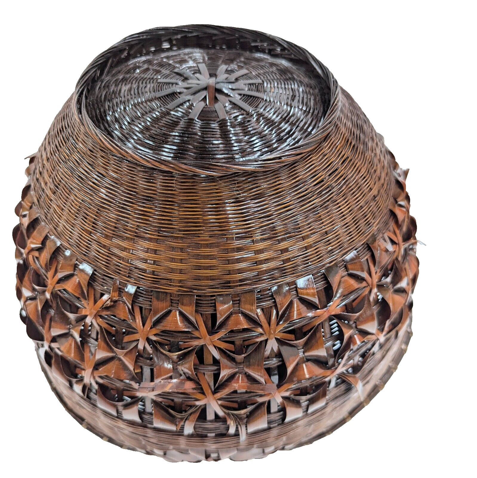 Ikebana Bamboo Woven Style Carrying Arm Basket Market Gathering VTG ...