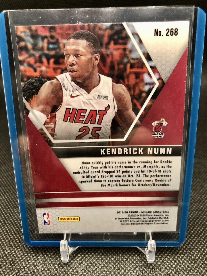 2019-20 Panini Mosaic KENDRICK NUNN RC Rookie Card #268 NBA Debut Heat ...