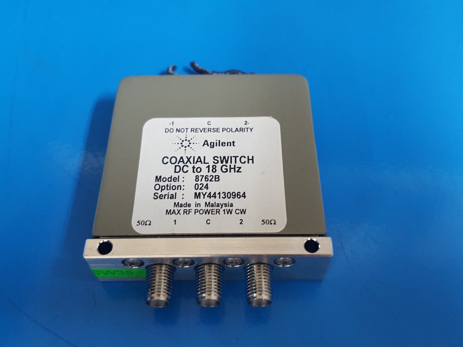 Agilent 8762B: 3-Port Coaxial Switch, DC to 18 GHz, W/Opt. 024 (0964 ...