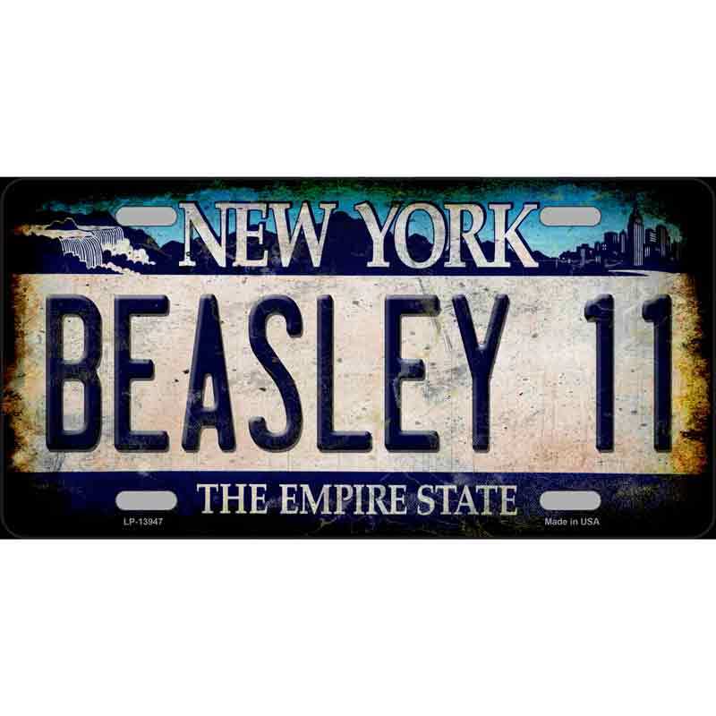 Beasley 11 New York Blue Novelty Metal License Plate Tag | eBay
